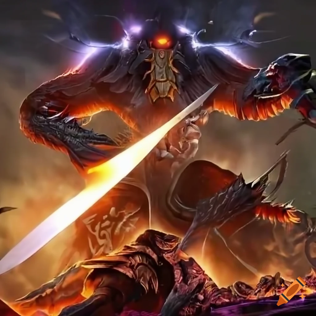 A heroic warrior brandishing a powerful battle axe in a mythical land ...