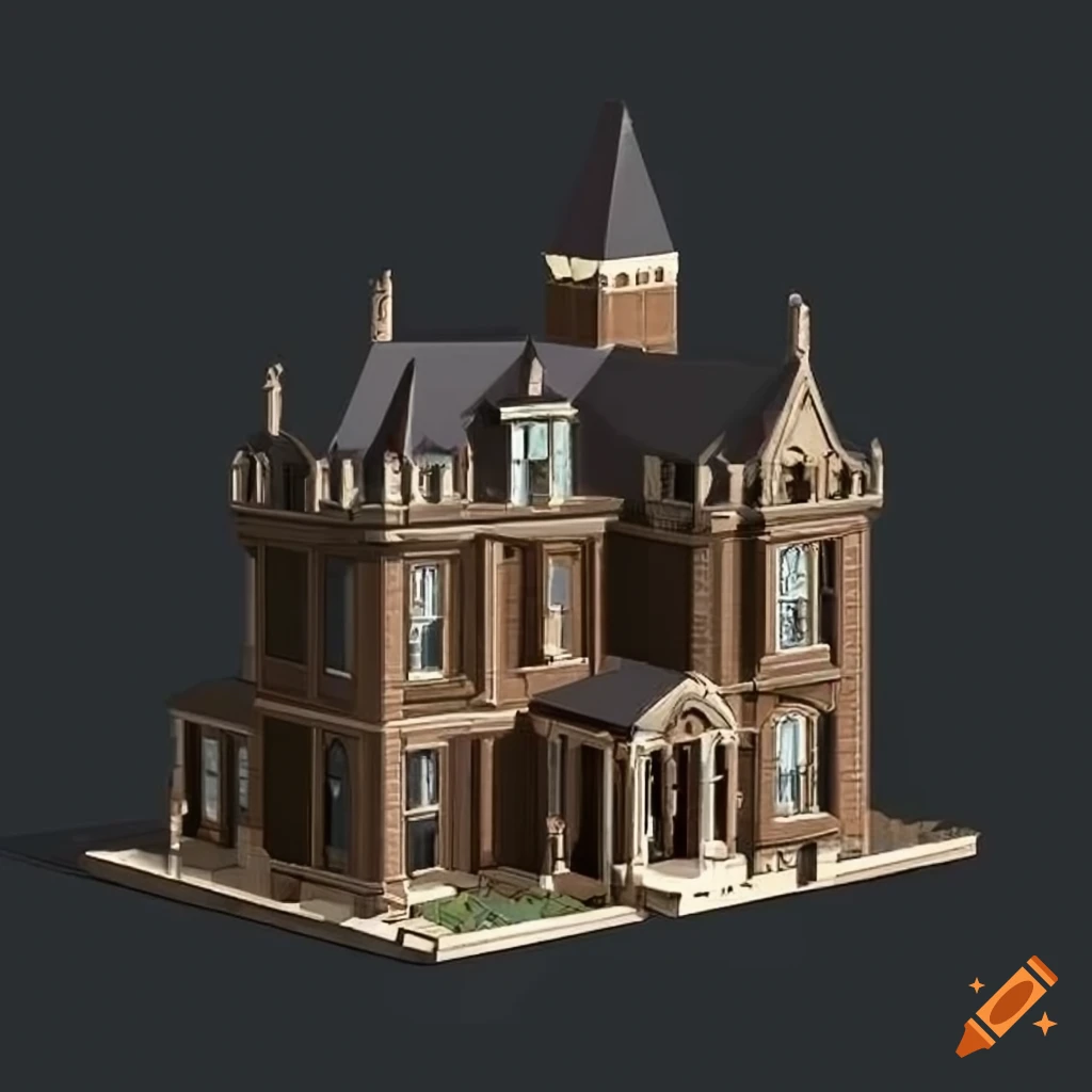 Dark brown gothic mansion exterior on Craiyon