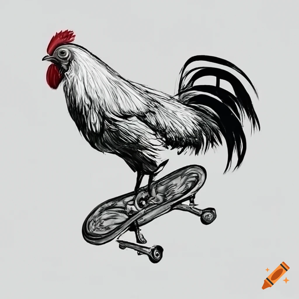 Skateboarding chicken with style on Craiyon