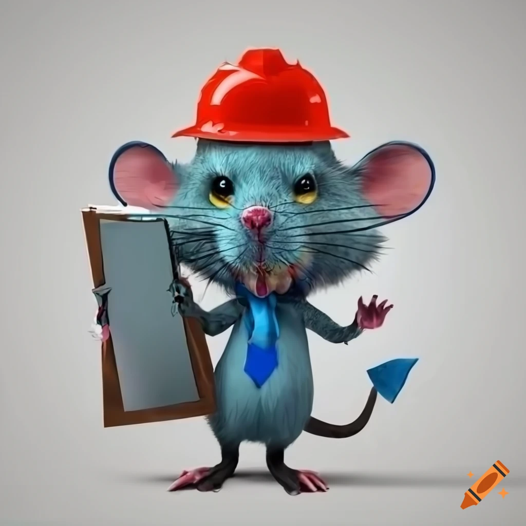 Cute undead rat dressed as a construction worker on Craiyon