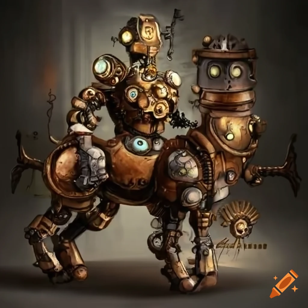 Image of a steampunk centaur robot on Craiyon
