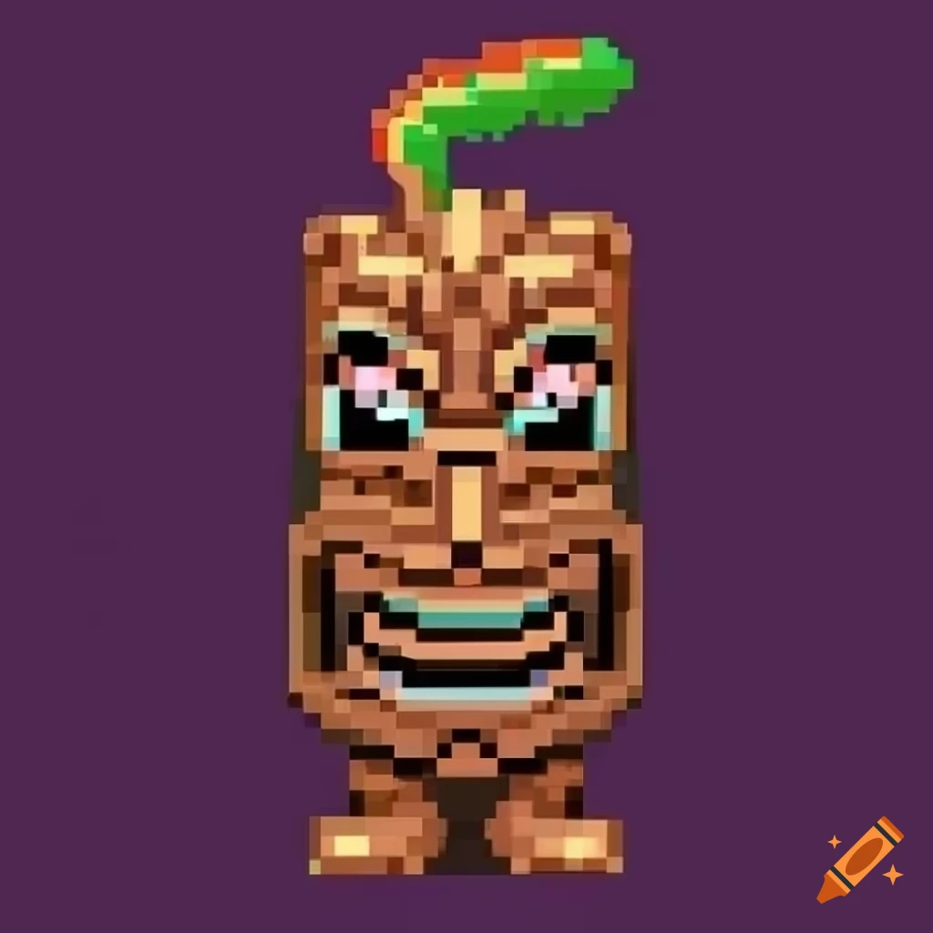 Pixel art idols of Hawaiian tikis for NFT collection on Craiyon