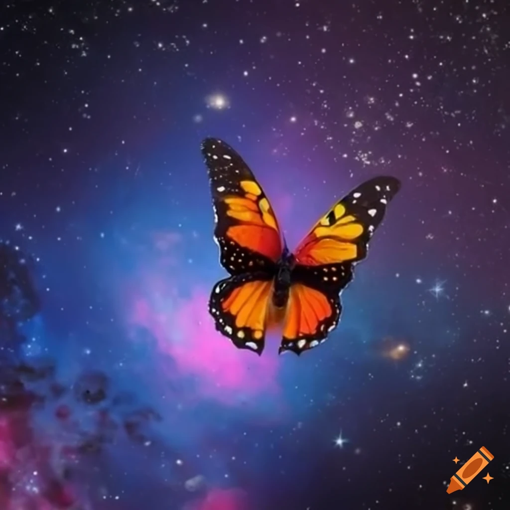 Colorful butterfly in outer space near andromeda galaxy on Craiyon