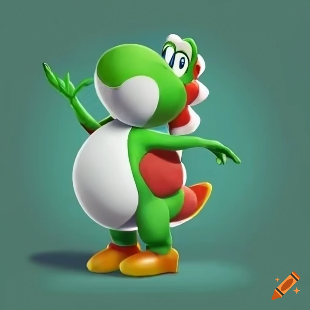 Funny illustration of an overweight yoshi