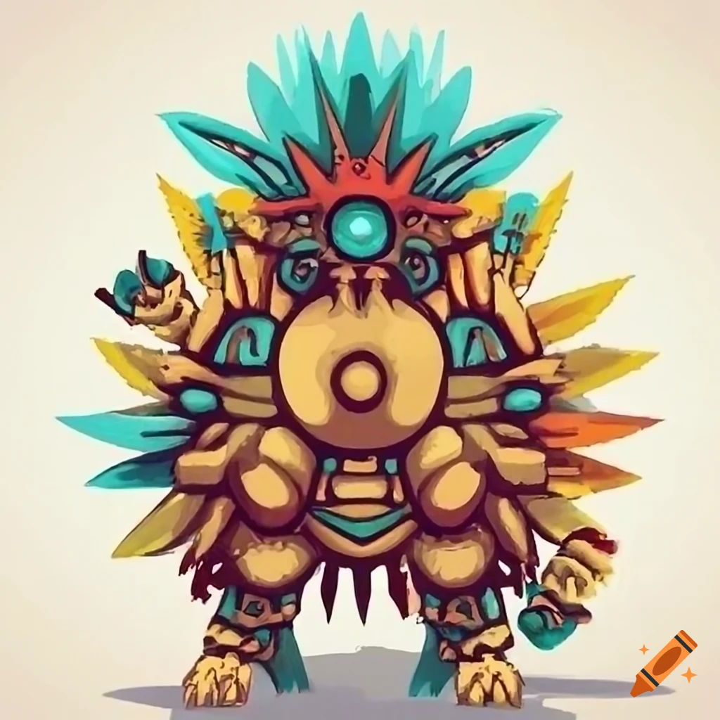 Ultra-detailed painting of aztec-inspired pokémon