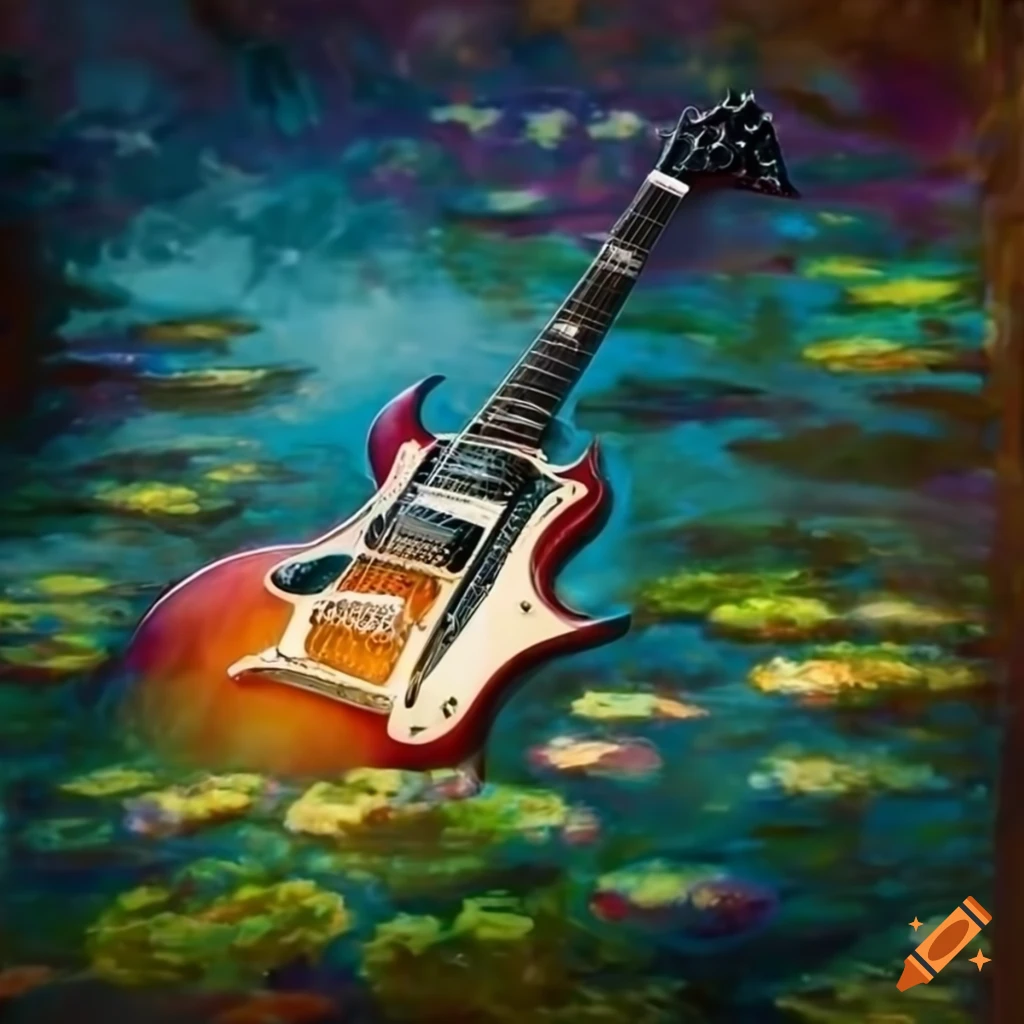 Neil young playing guitar in an impressionist painting on Craiyon