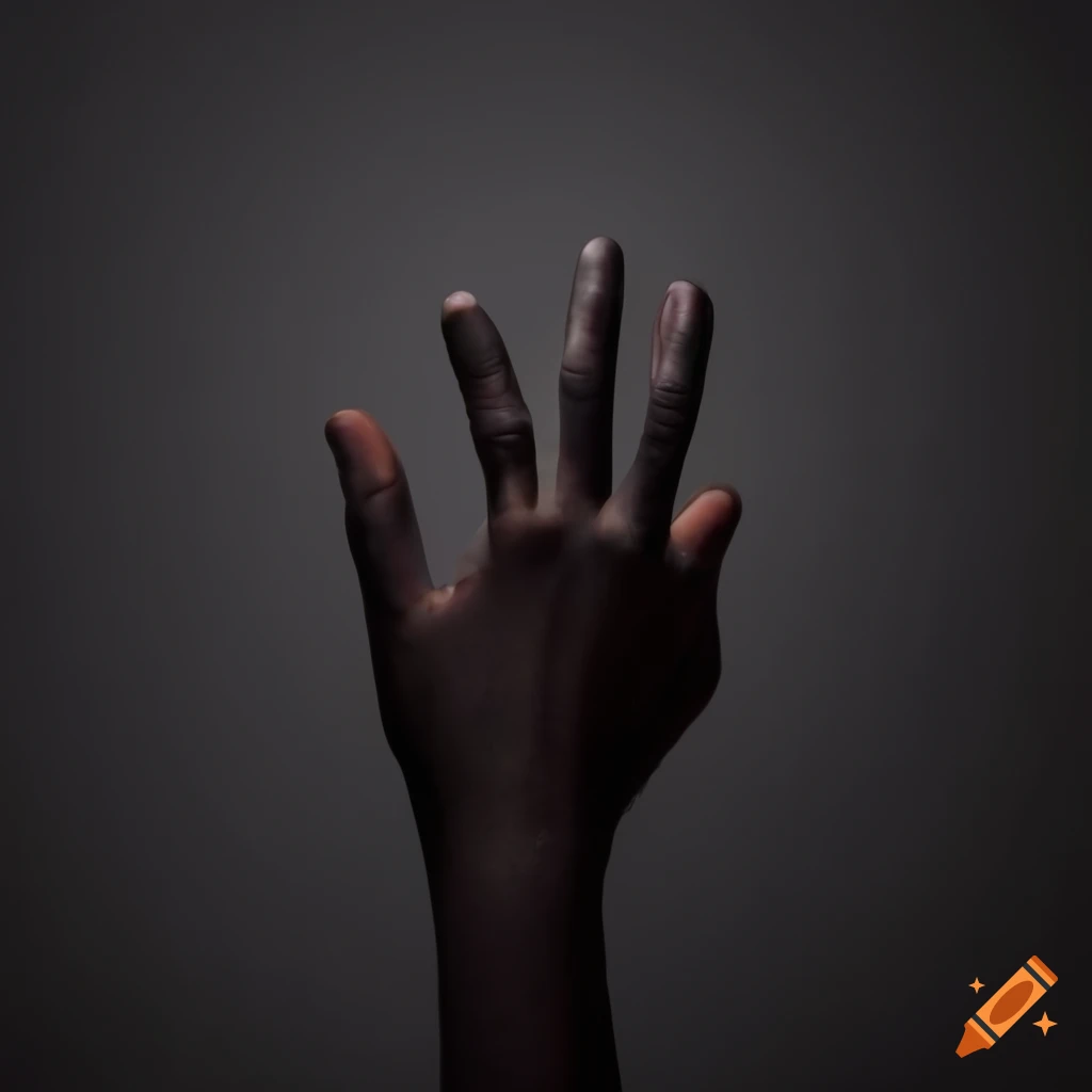 Black hand with spread fingers on Craiyon
