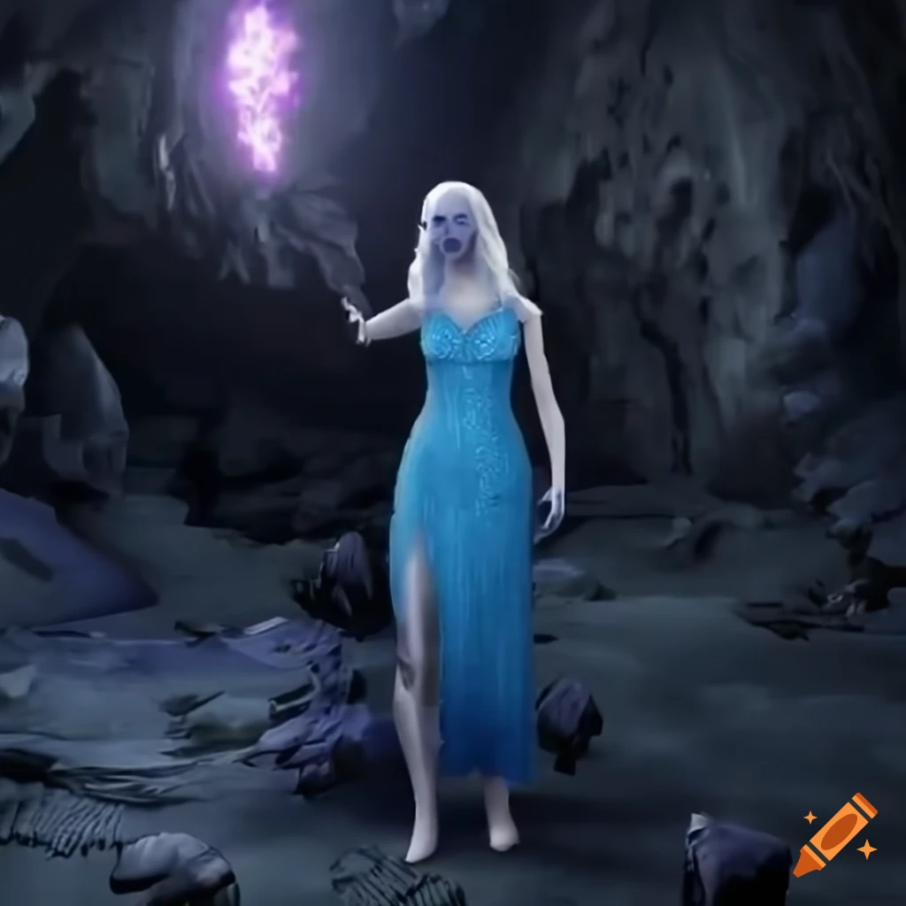 Digital artwork of a white-haired drow girl with purple eyes and blue ...