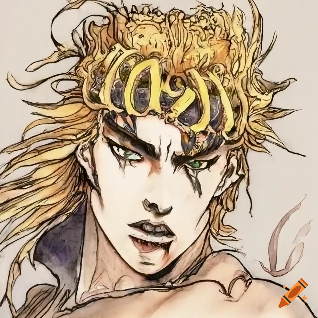 Ink and watercolor artwork of dio brando from final fantasy on Craiyon
