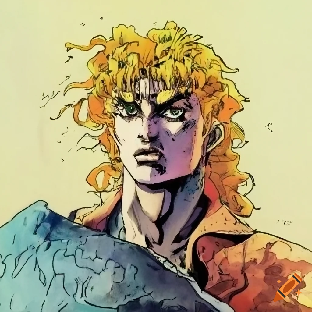 Moebius-style illustration of dio brando