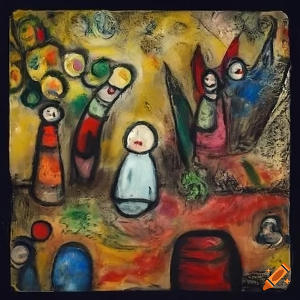 Painting of jesus on a garbage heap by marc chagall on Craiyon