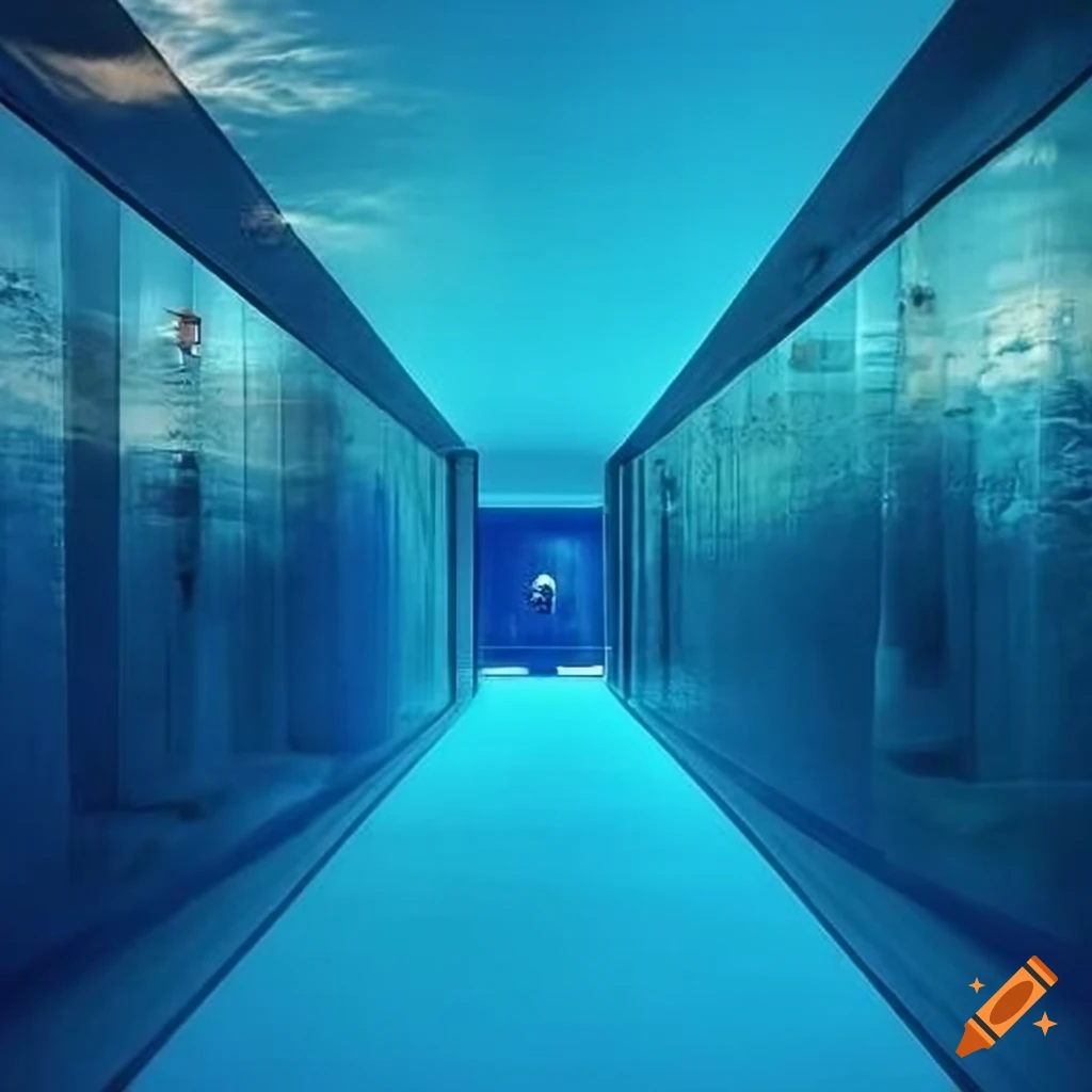 Blue water at a museum on Craiyon