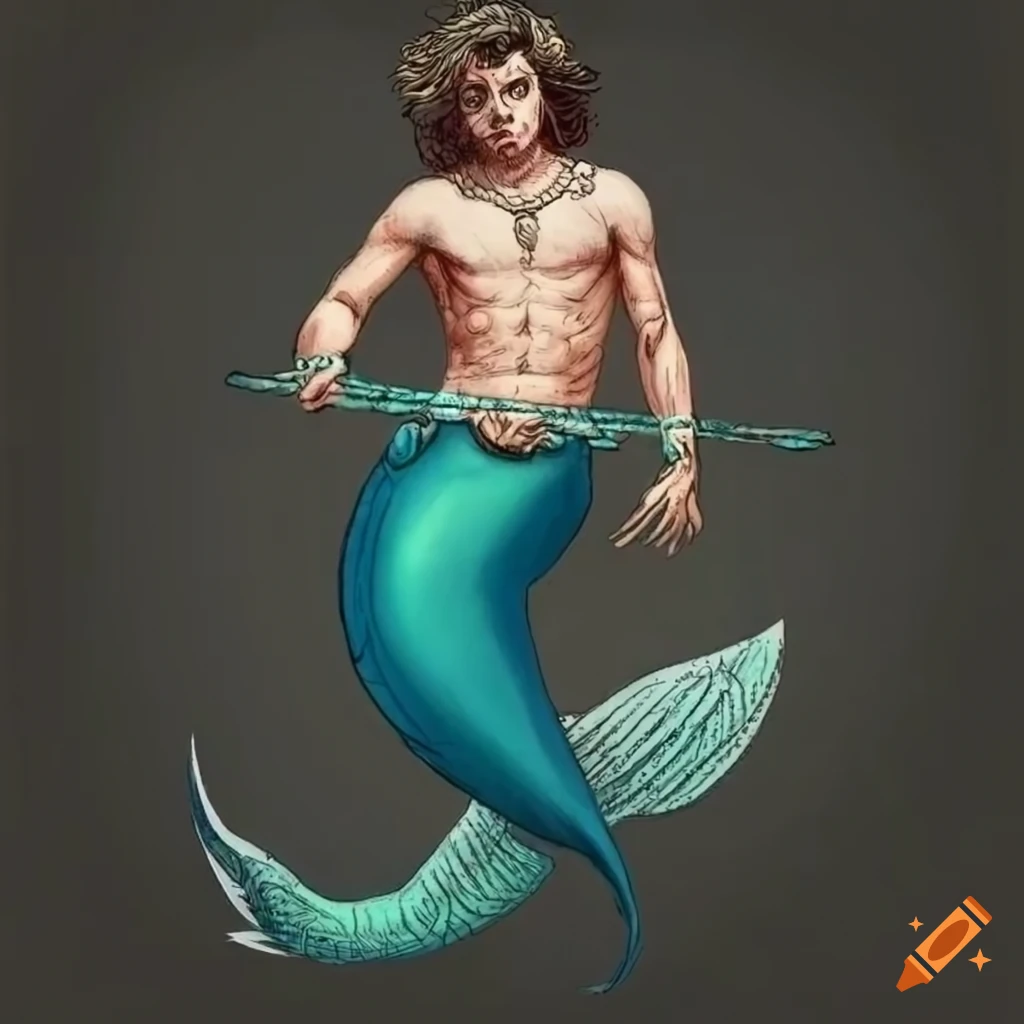 Etching of steve harrington as a merman monster