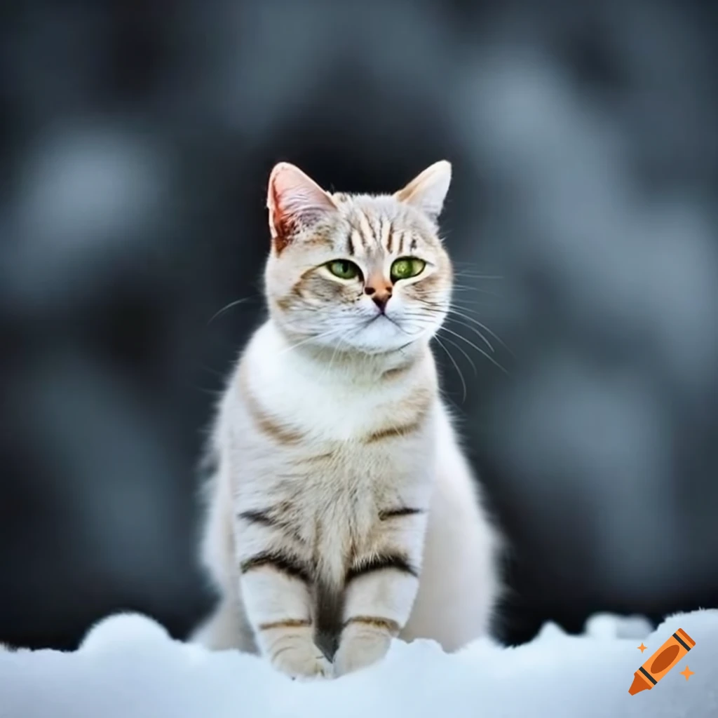 Cat playing in the snow