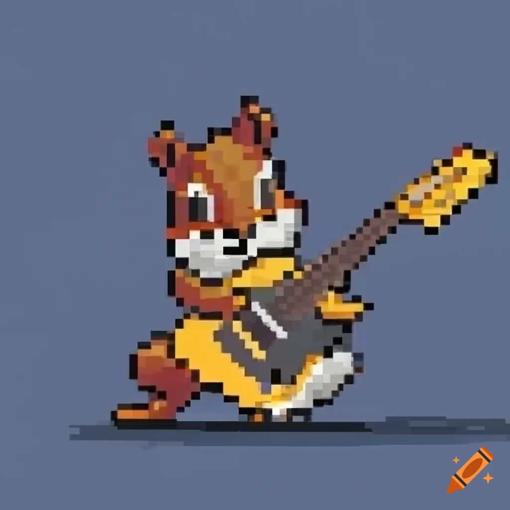 Cute anime character playing bass guitar on Craiyon