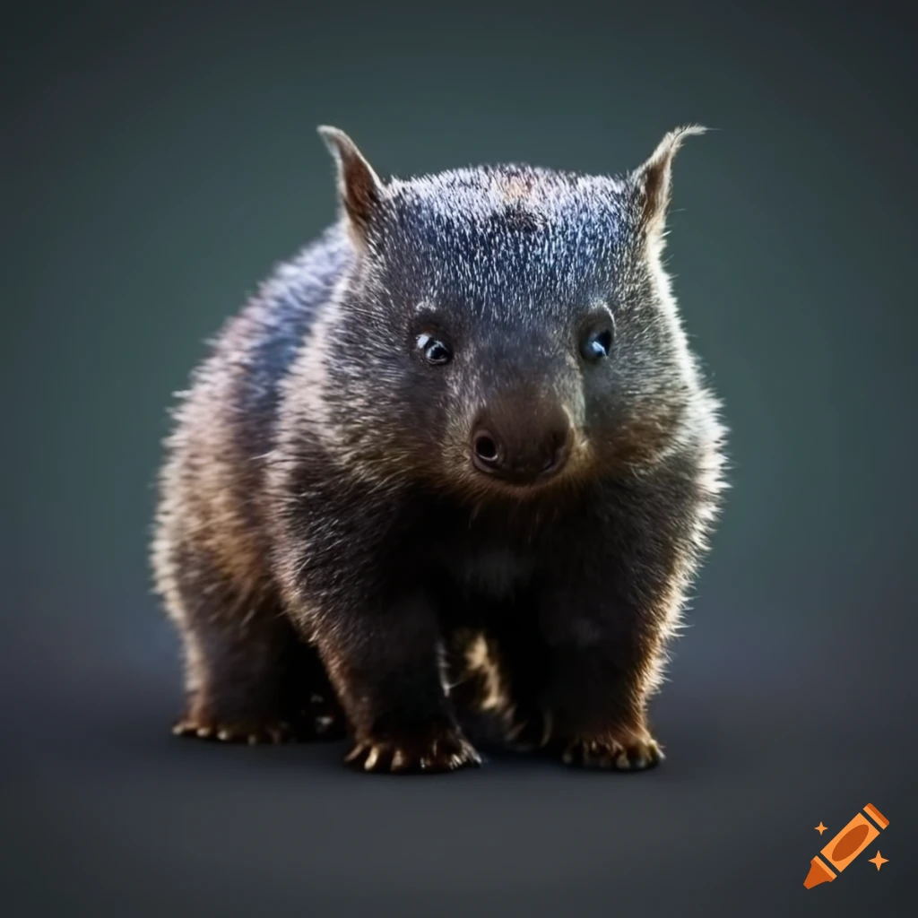 Black wombat with striking blue eyes
