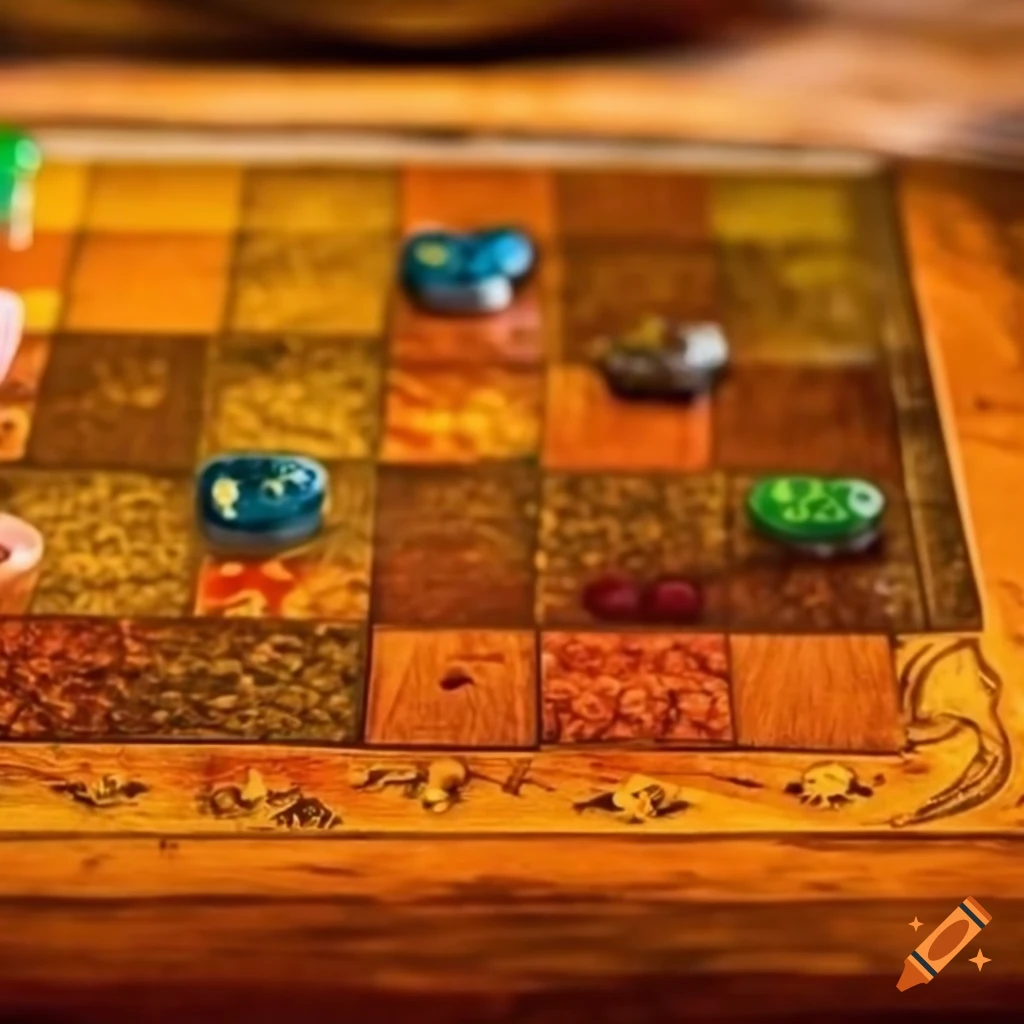 Game board with a magical landscape