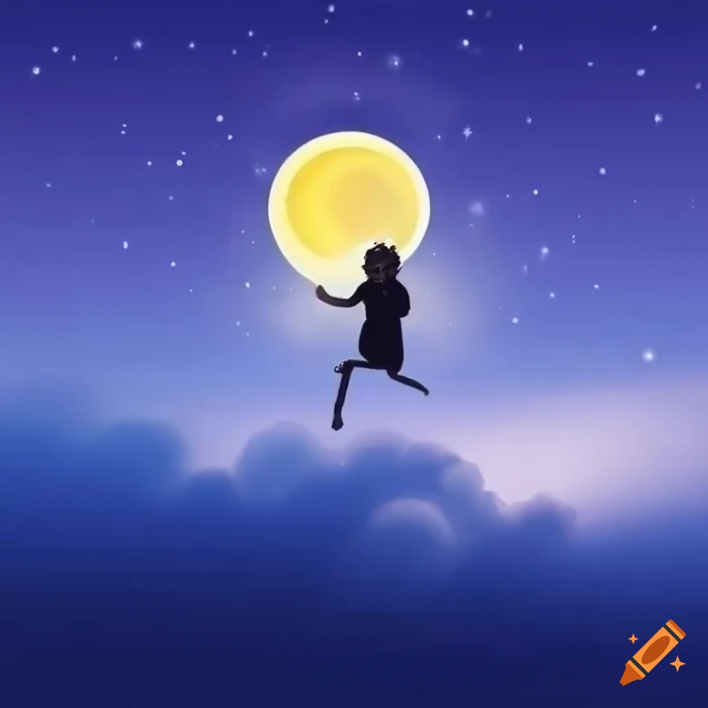 Parent and child releasing lantern into the night sky on Craiyon