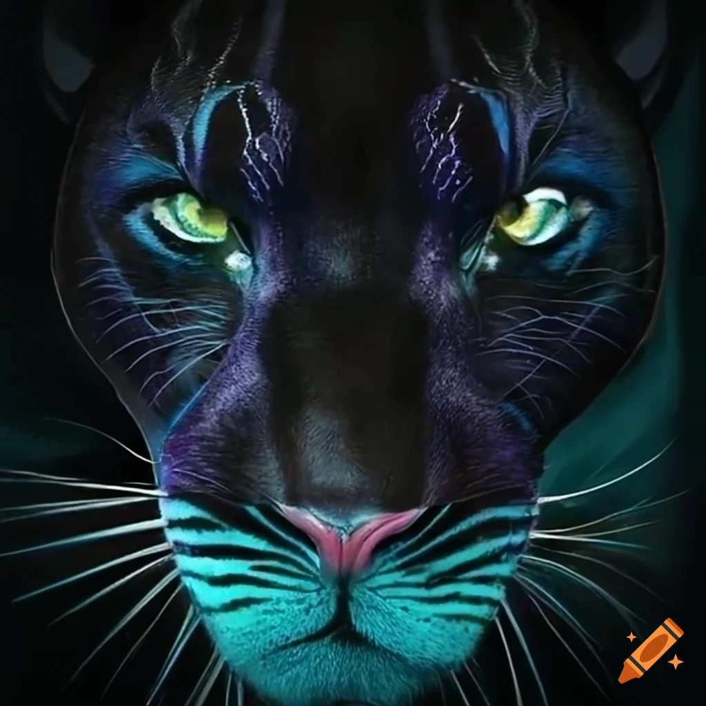 Artistic depiction of a black panther playing with a butterfly on Craiyon