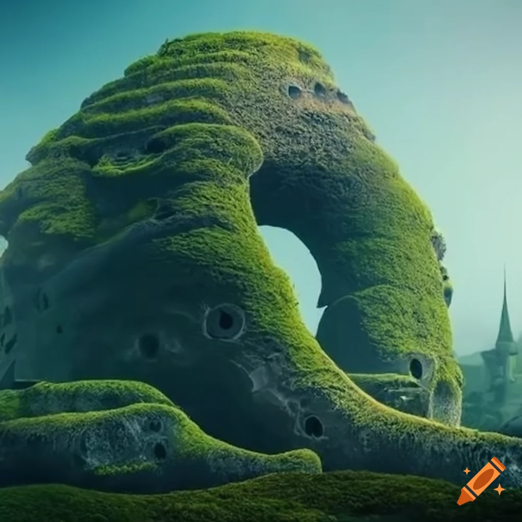 Fantasy town with hovering stone structure on Craiyon