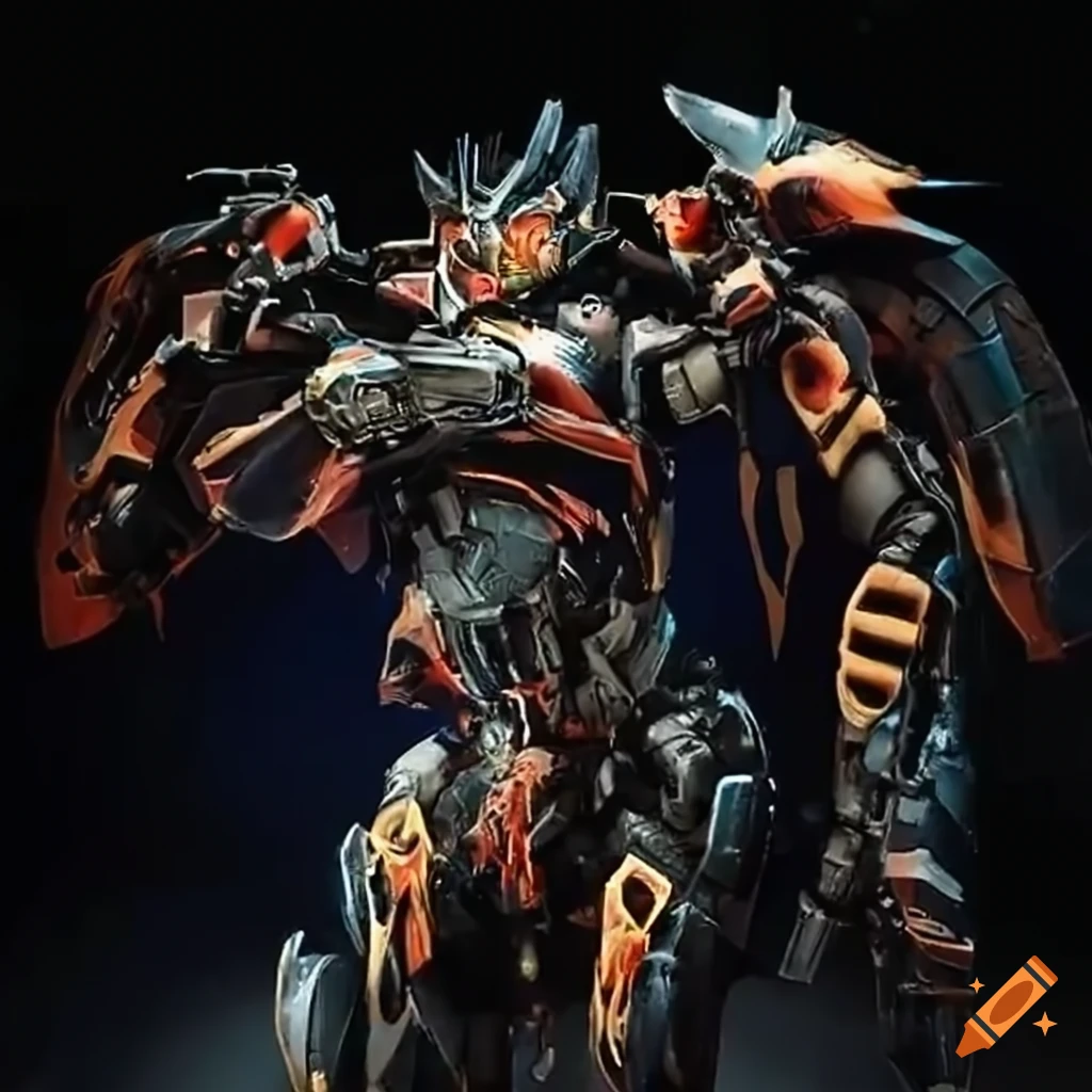 Flaming motorcycle transformer with black paint job on Craiyon