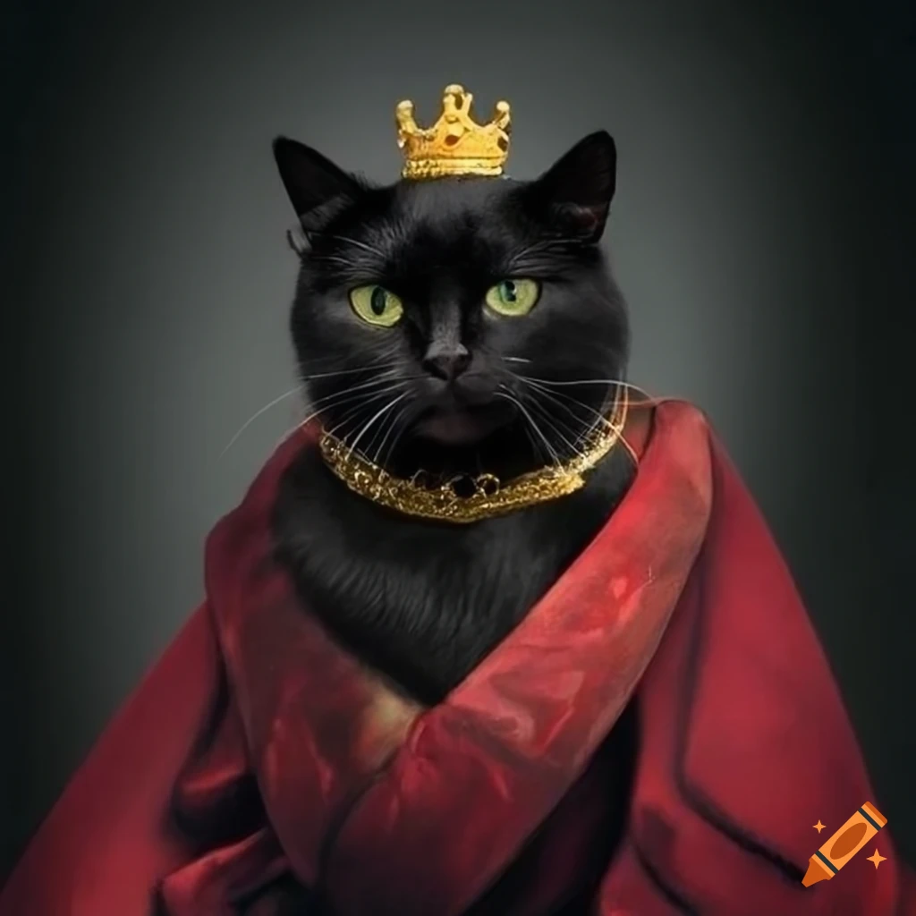 Portrait of a black cat as a king in renaissance style on Craiyon