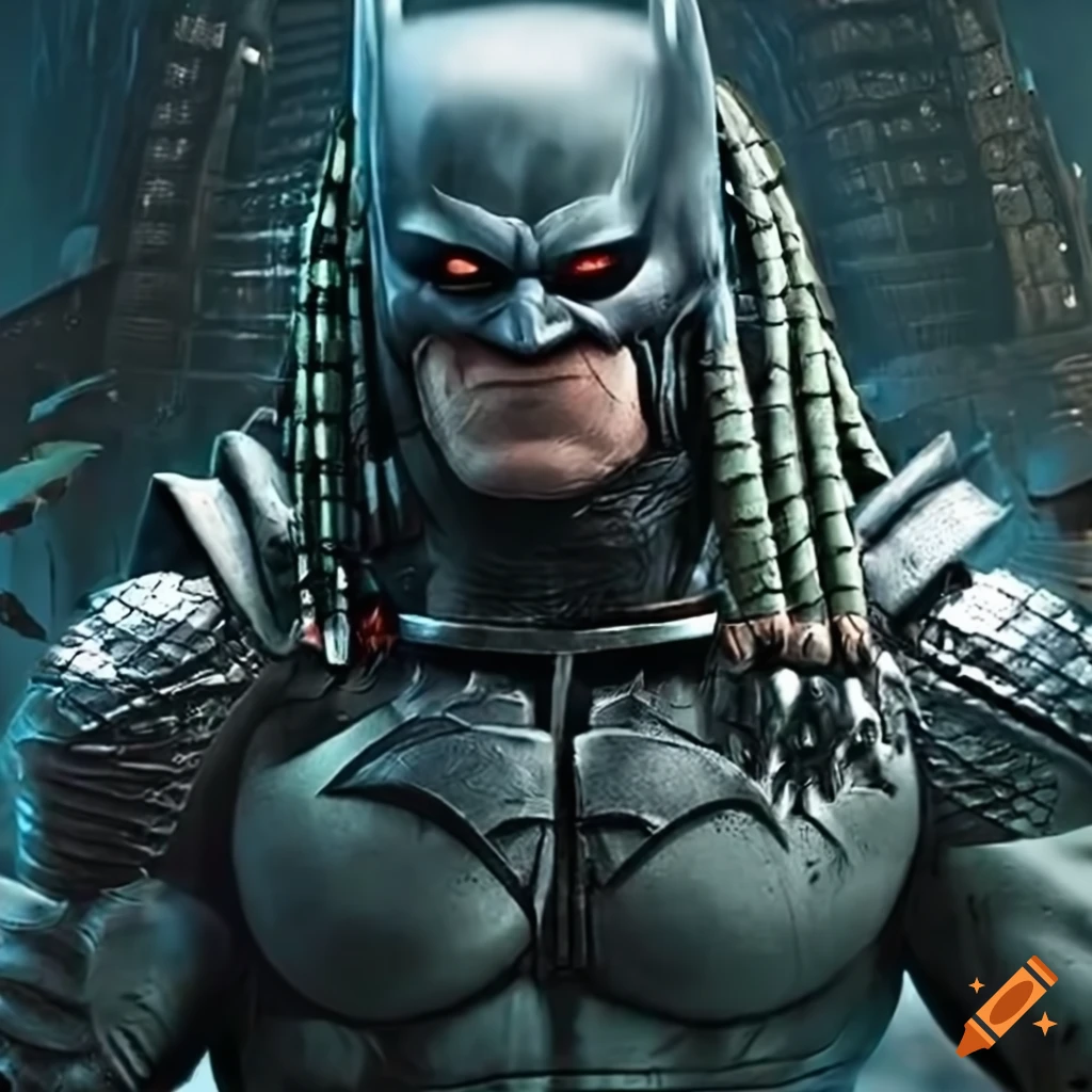 Batman and predator crossover artwork on Craiyon