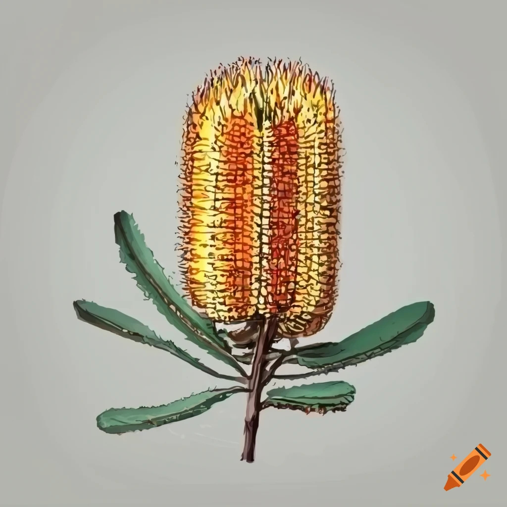 Illustration of banksia integrifolia plant on Craiyon