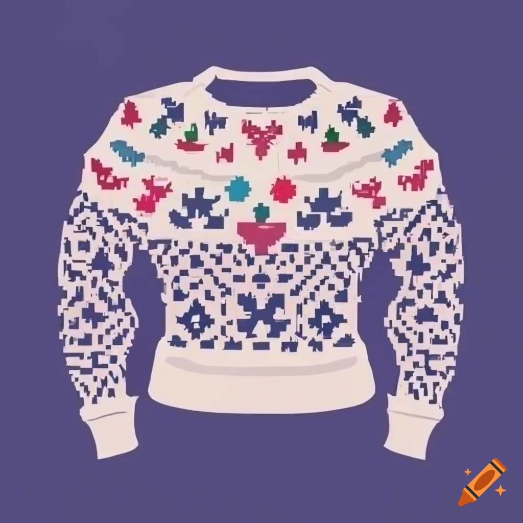 Minimalist white christmas sweater vector on Craiyon