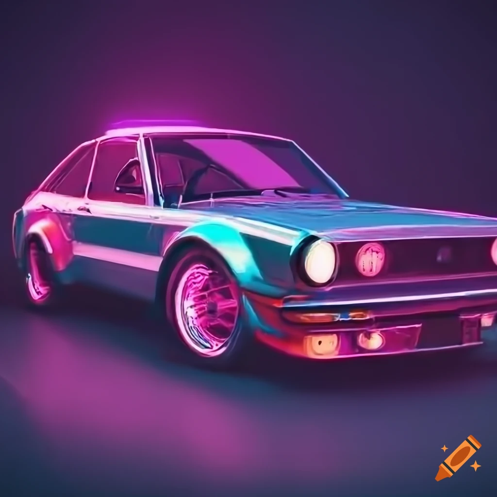8k render of a retro sports car with neon lights on Craiyon