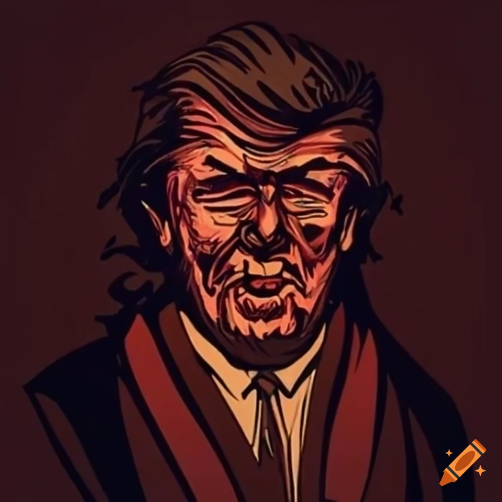 Depiction of donald trump as a ninja in edo period japan