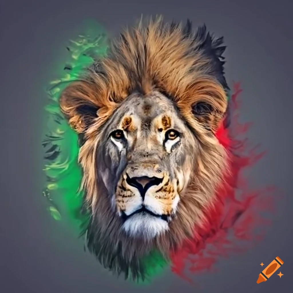 Lion wearing a Palestine flag as a symbol of victory on Craiyon