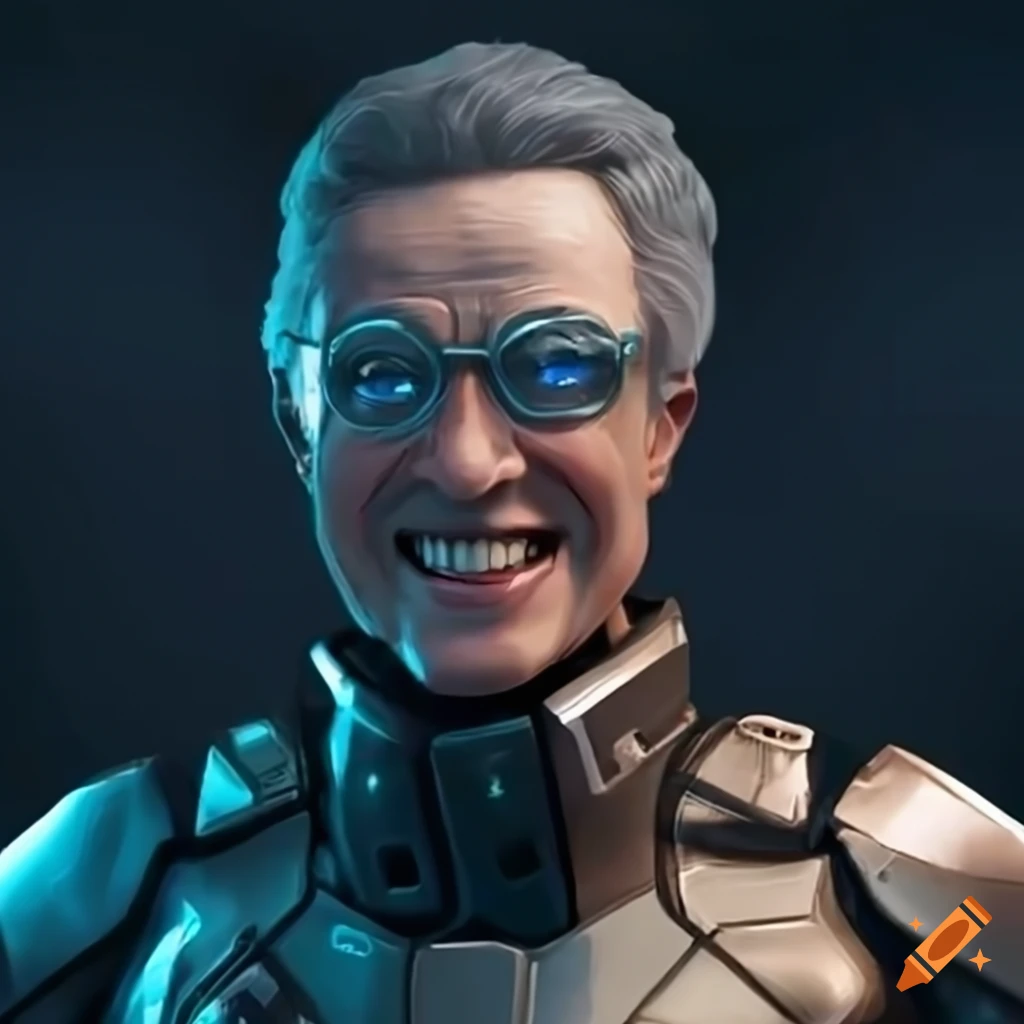 Futuristic politician in a cyber suit