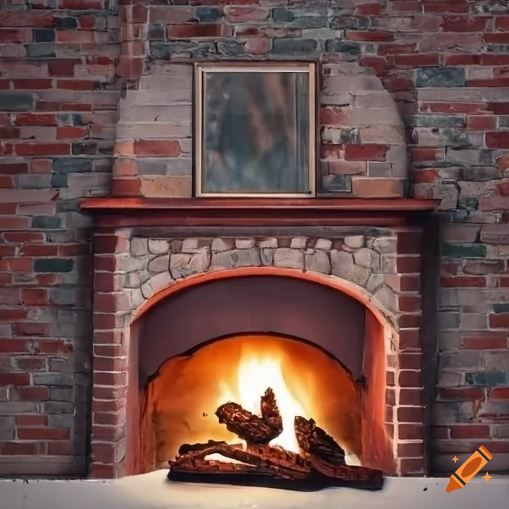 Interior shot of a brick fireplace