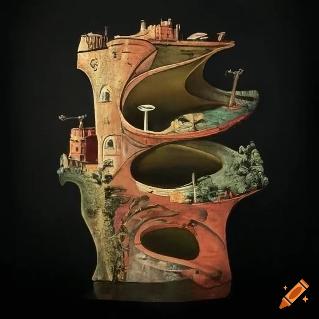 Detail of italian piaza sculpture with coral bridges