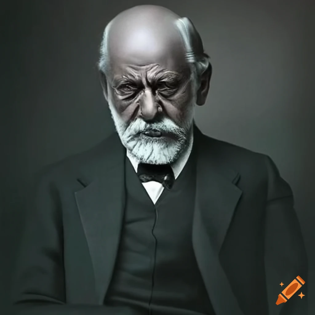 Portrait of psychoanalyst sigmund freud with a serious expression on ...
