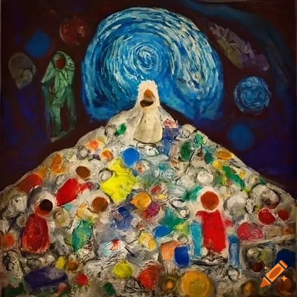 Painting of jesus on a garbage heap on Craiyon