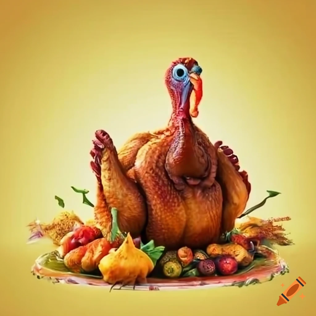 Thanksgiving turkey being transported in an electric vehicle on Craiyon