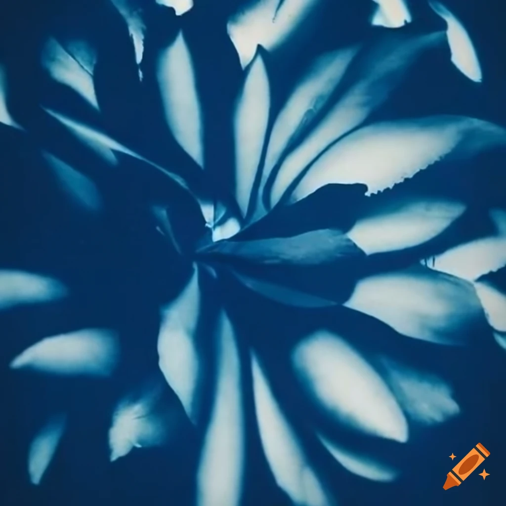 Cyanotype artwork of a peach on Craiyon