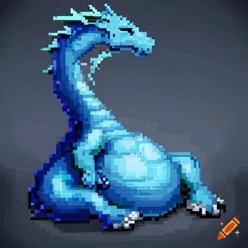 Pixel art of a dark dragon on Craiyon