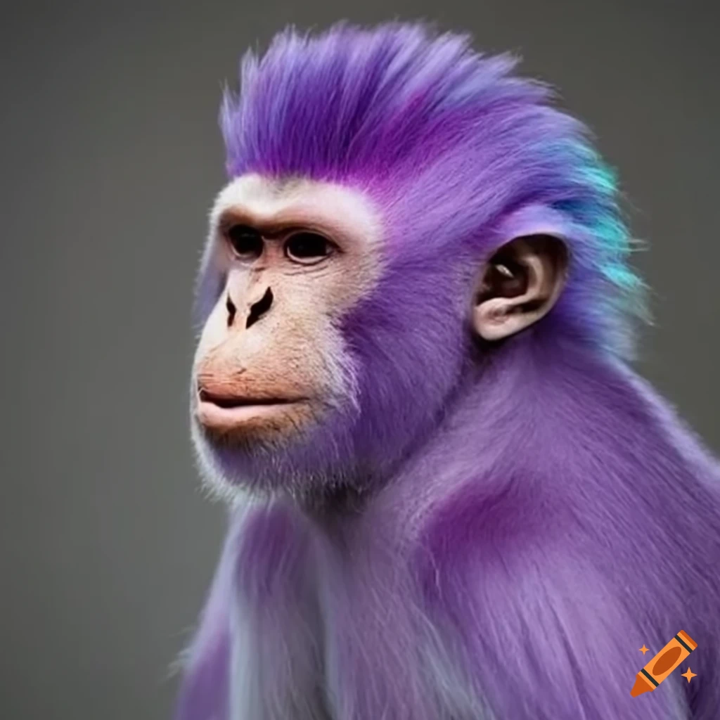 Purple monkey with a unique haircut on Craiyon