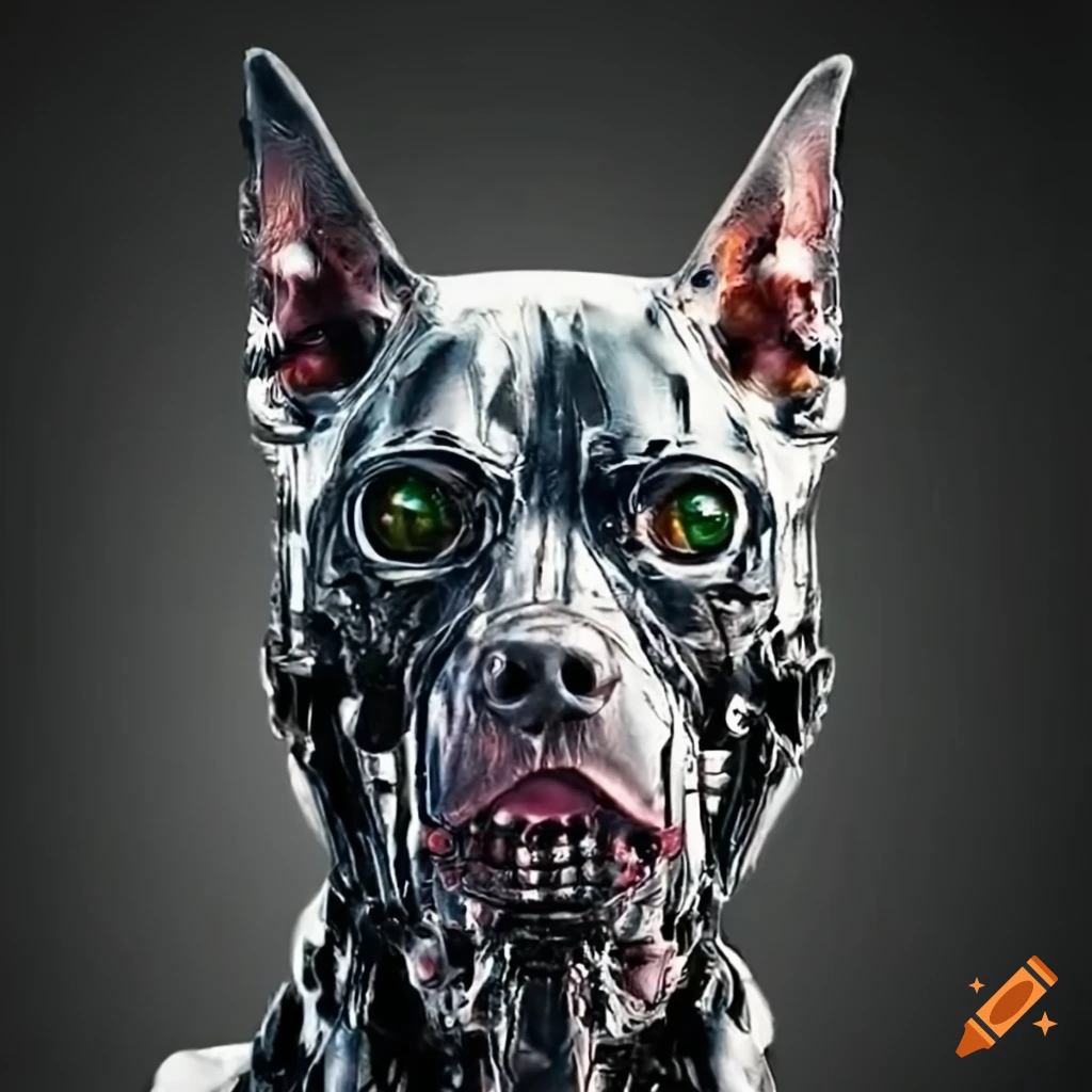 Terminator-inspired artwork of a dog on Craiyon