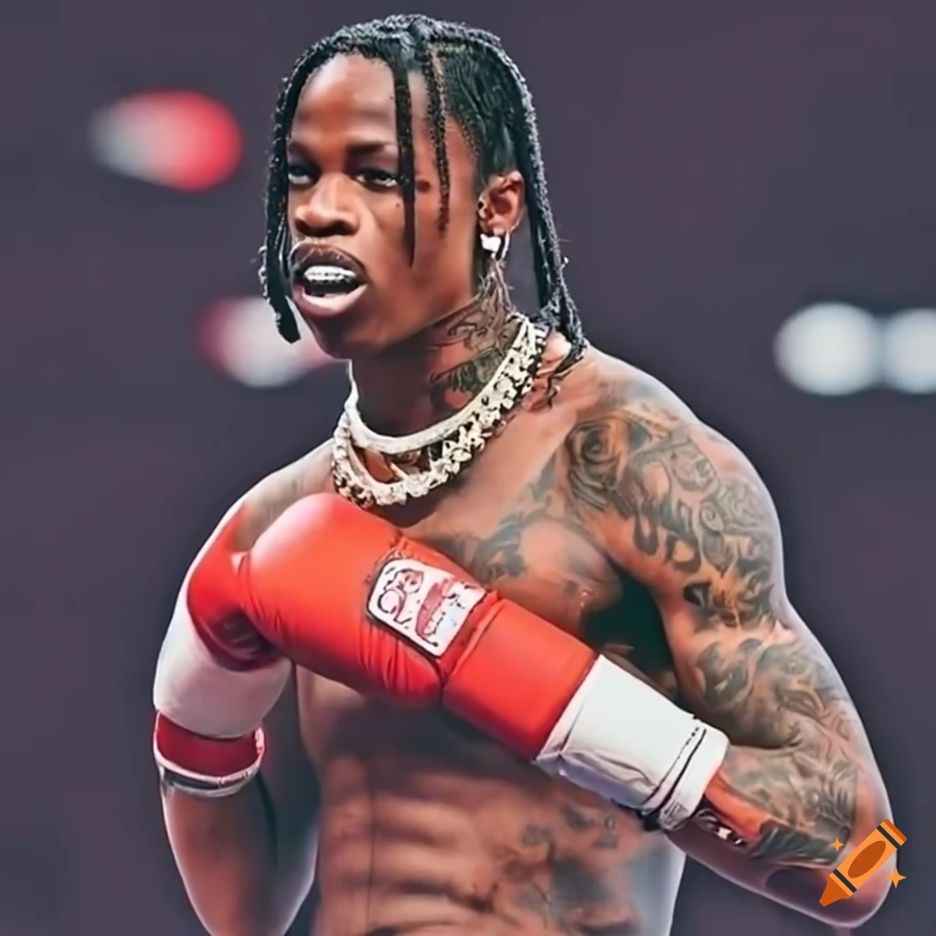 Travis scott wearing boxing gloves on Craiyon