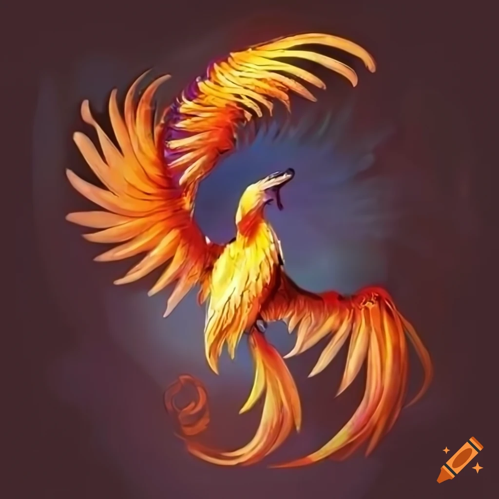 Artwork of a phoenix with multiple wings and heads on Craiyon