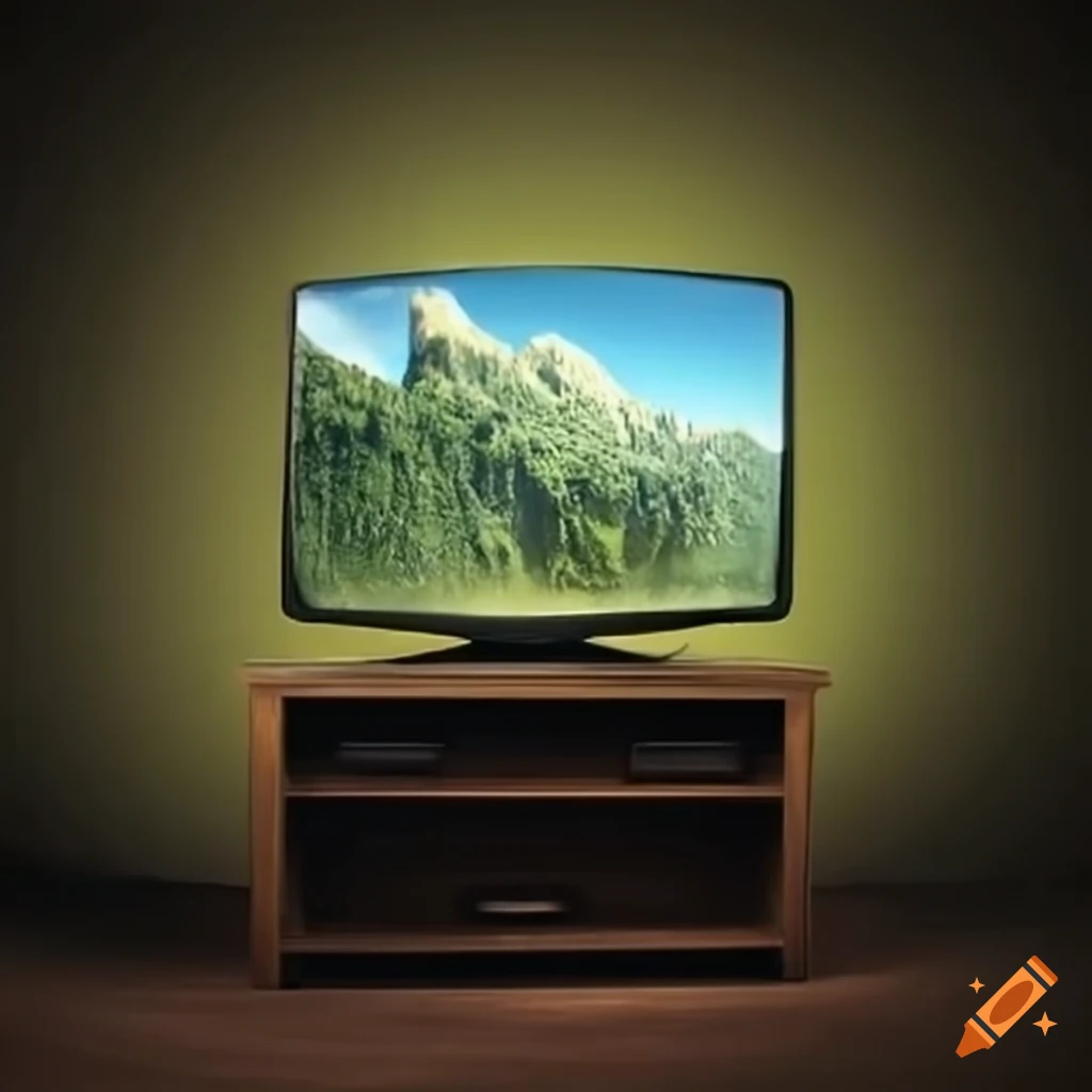 Tv placed in the middle of nature