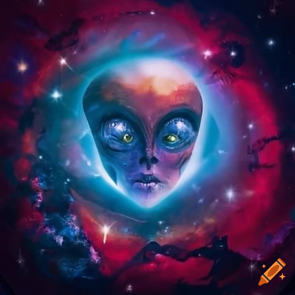 Cosmic harvest season with stars and mysterious alien heart on Craiyon