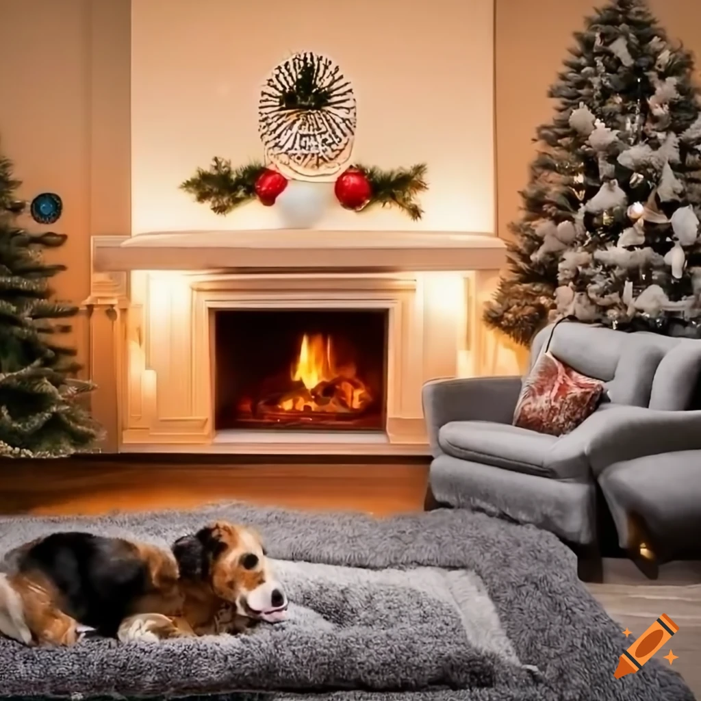 Winter-themed living room with a cozy atmosphere on Craiyon