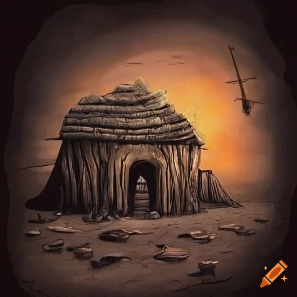 Illustration of an underground pale humanoid fishing village on Craiyon