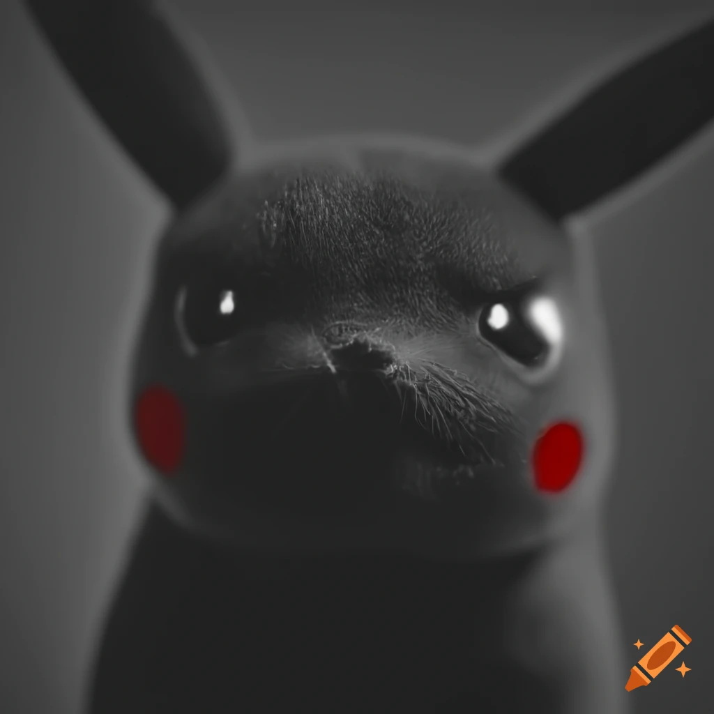 4k hd image of a dark-themed pikachu on Craiyon