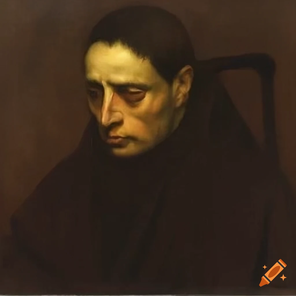 Dark painting of a sick man by frank duveneck on Craiyon